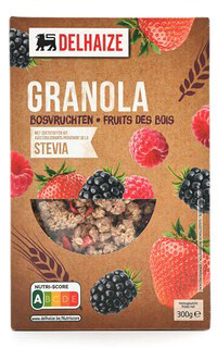 DELHAIZE Granola Bosvruchten gezondheidsscore - Testaankoop gezond