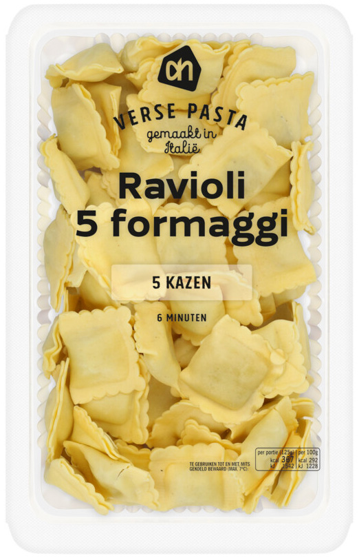 AH (ALBERT HEIJN) RAVIOLI 5 FORMAGGI gezondheidsscore - Testaankoop gezond