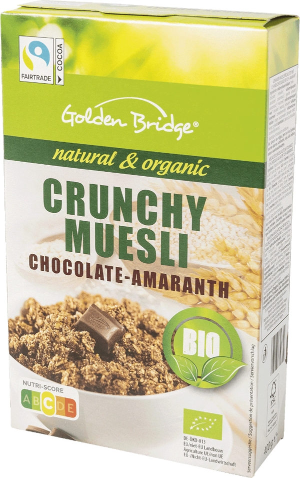 GOLDEN BRIDGE (ALDI) CRUNCHY MUESLI CHOCOLATE-AMARANTH BIO ...