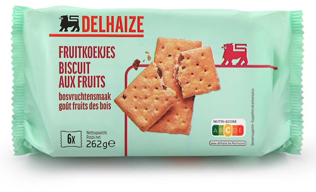 DELHAIZE Fruitkoekjes bosvruchtensmaak gezondheidsscore - Testaankoop ...