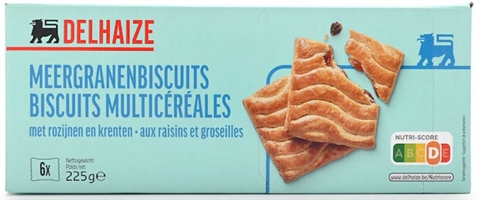 DELHAIZE Meergranenbiscuits met rozijnen en krenten gezondheidsscore ...